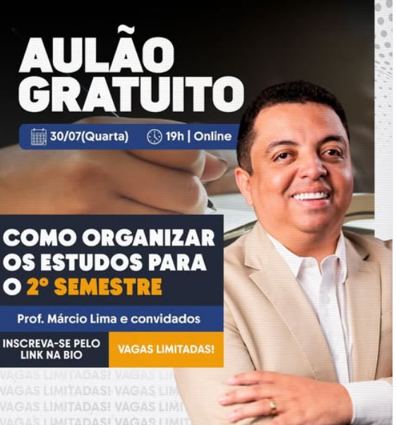Aprenda de vez a organizar seus estudos no aulão gratuito com Márcio Lima!